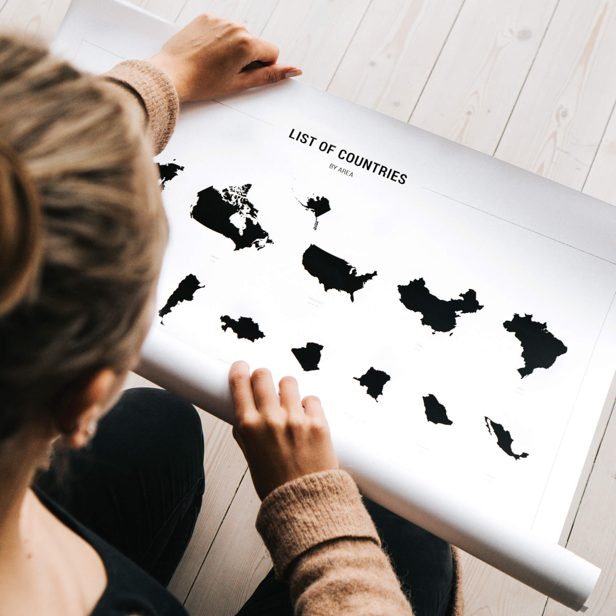 196 Countries by Size World Map Wall Art. Unique Wall Decor! – Bold Tuesday