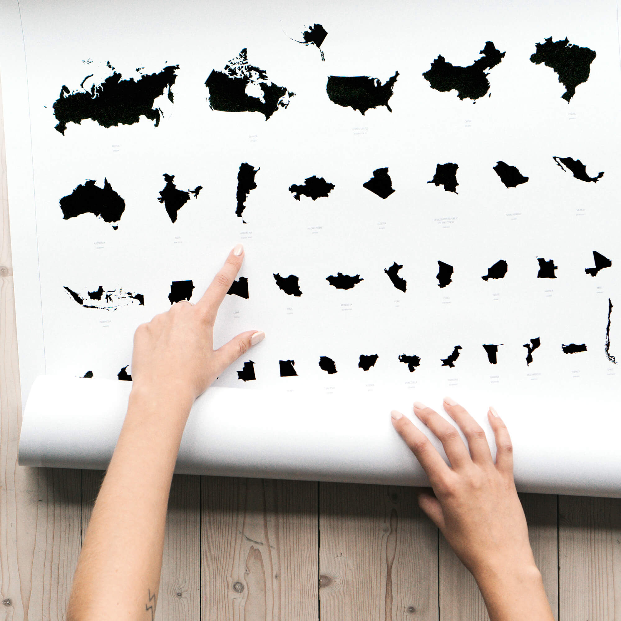 196 Countries by Size World Map Wall Art. Unique Wall Decor! – Bold Tuesday