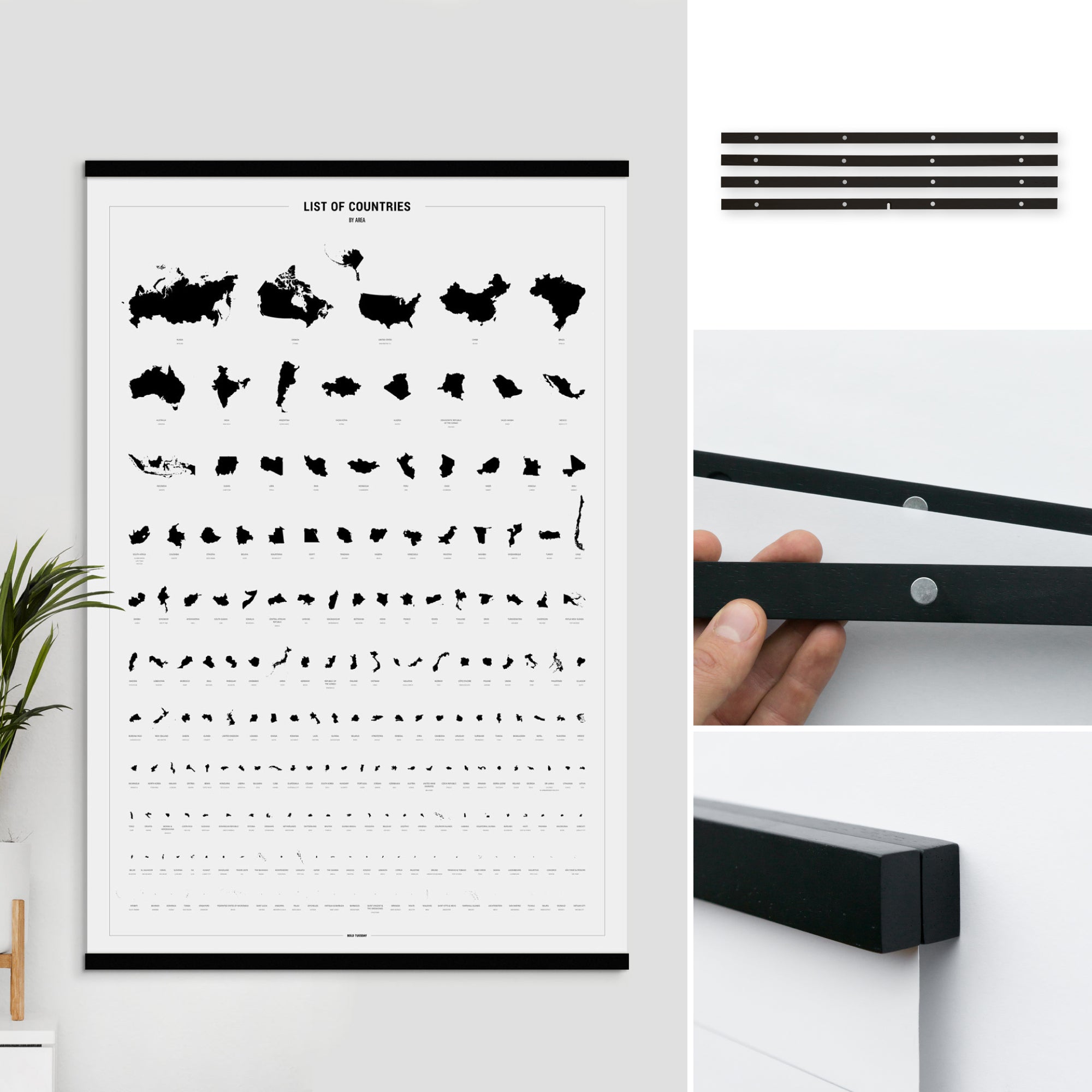 196 Countries by Size World Map Wall Art. Unique Wall Decor! – Bold Tuesday